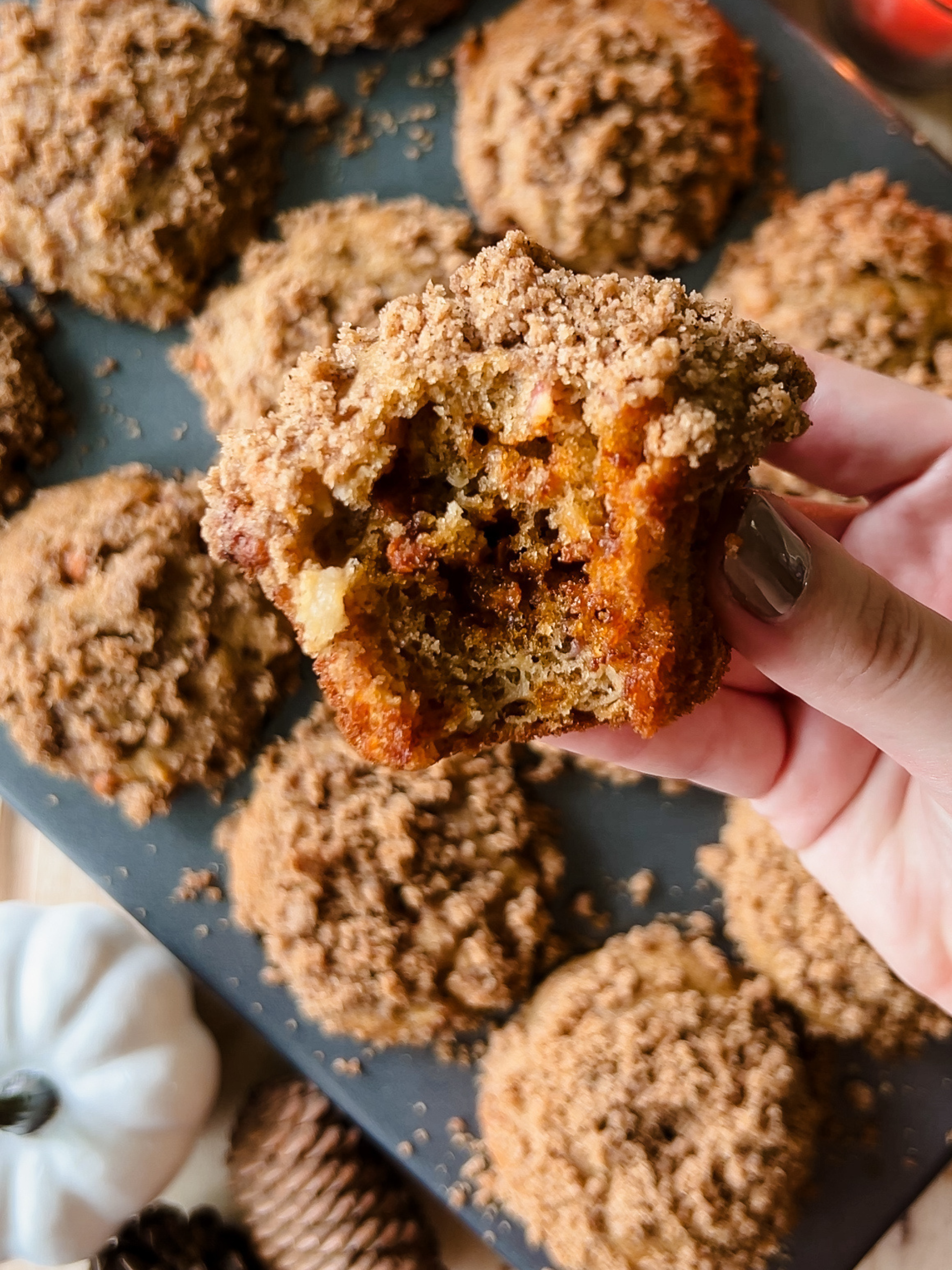 Apple Cinnamon Chip Crumb Muffins - Riana Bakes
